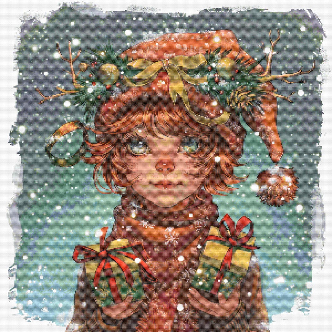 Elf Cross Stitch Digital Pattern Christmas Full Coverage Cross Stitch ...