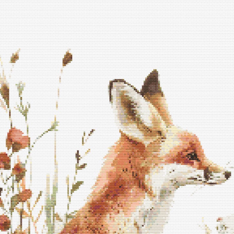 Fox and Bunny Garden Cross Stitch Pattern: Cottagecore Decor (digital ...