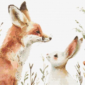 Fox Garden Cross Stitch Pattern Digital Bunny Embroidery Natural Colors ...