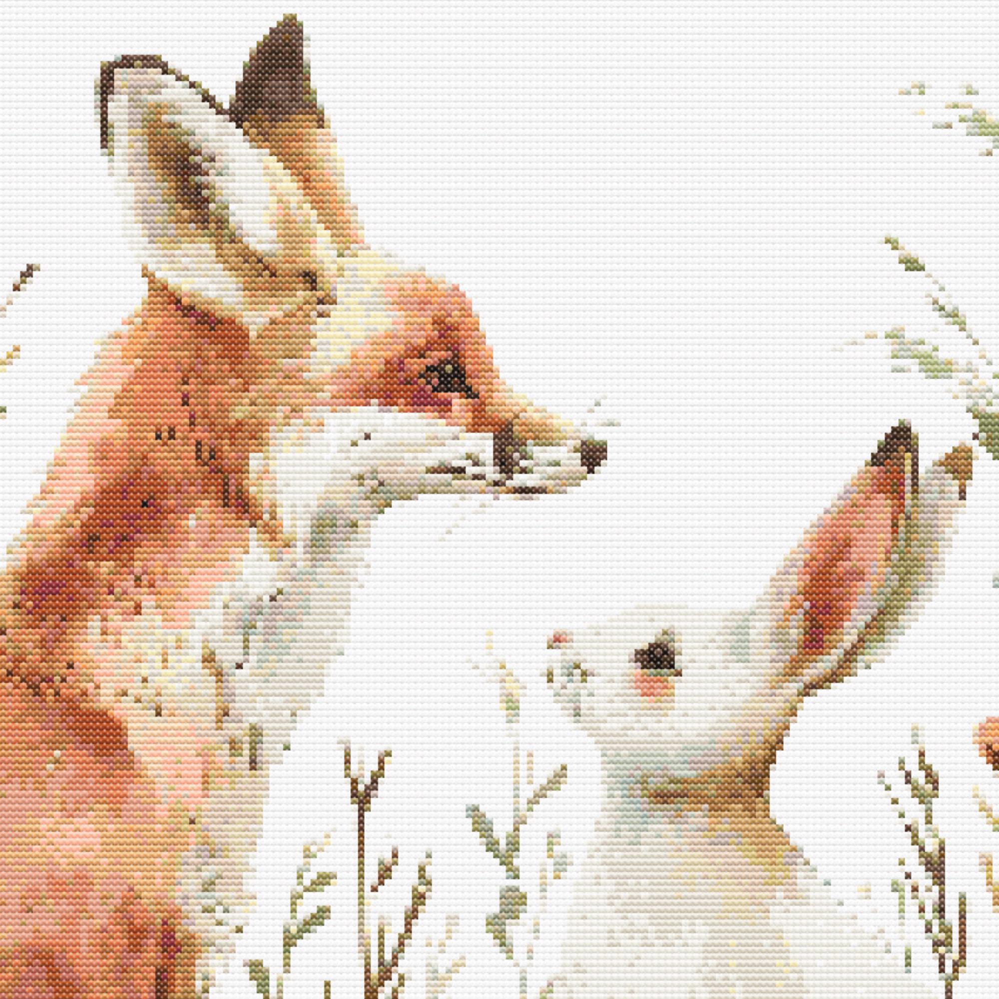 Fox and Bunny Garden Cross Stitch Pattern: Cottagecore Decor (digital ...