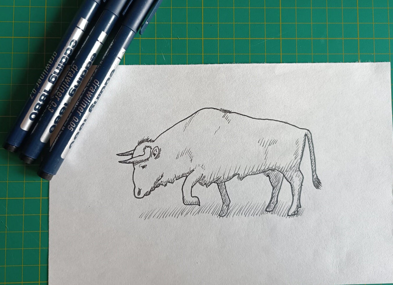 Simple Ox Drawing With Shading Digital Print Wall Art Gift - Etsy