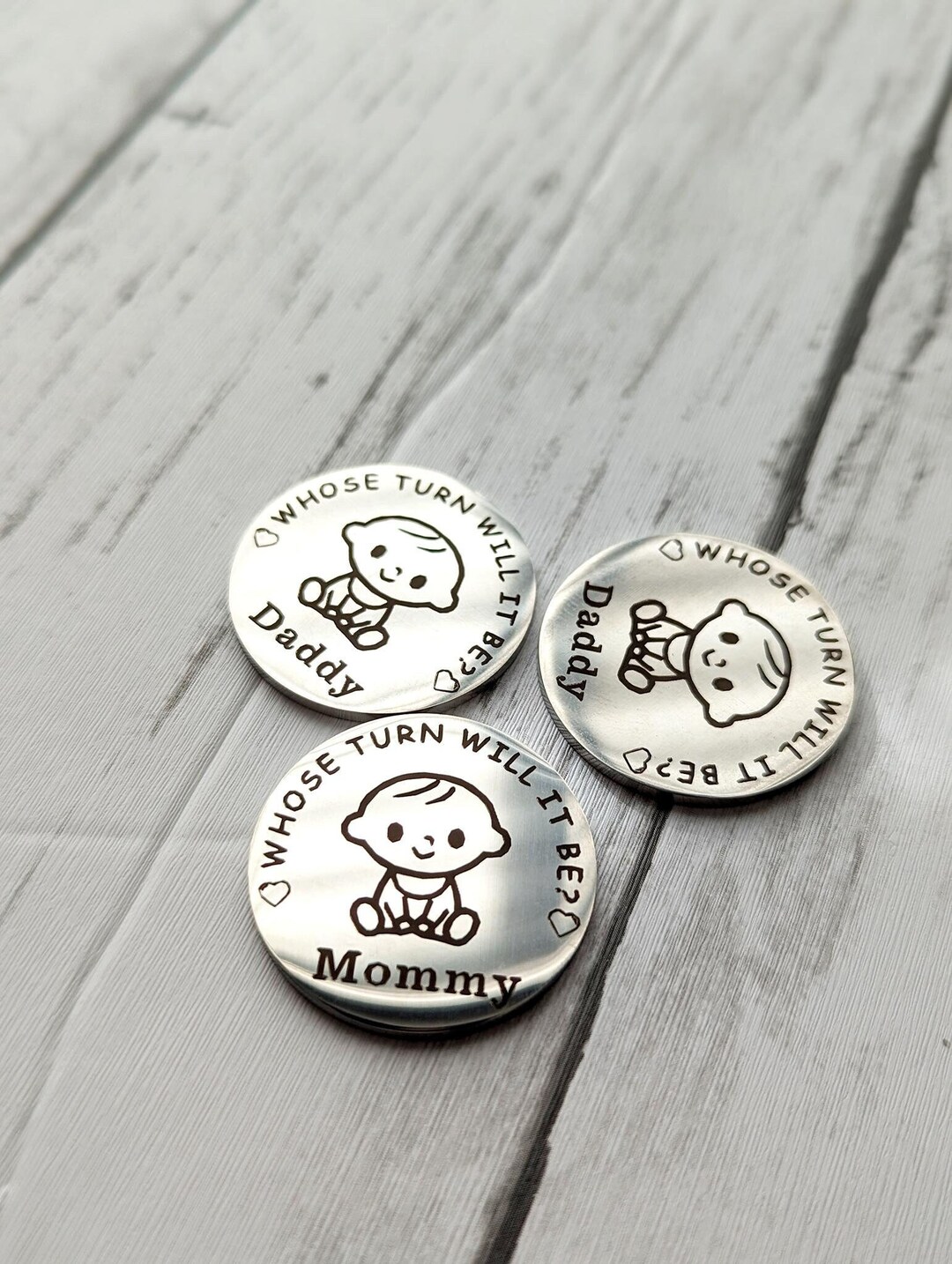 Double Sided Parenting Coin for New Parents Decision Making for Diaper ...