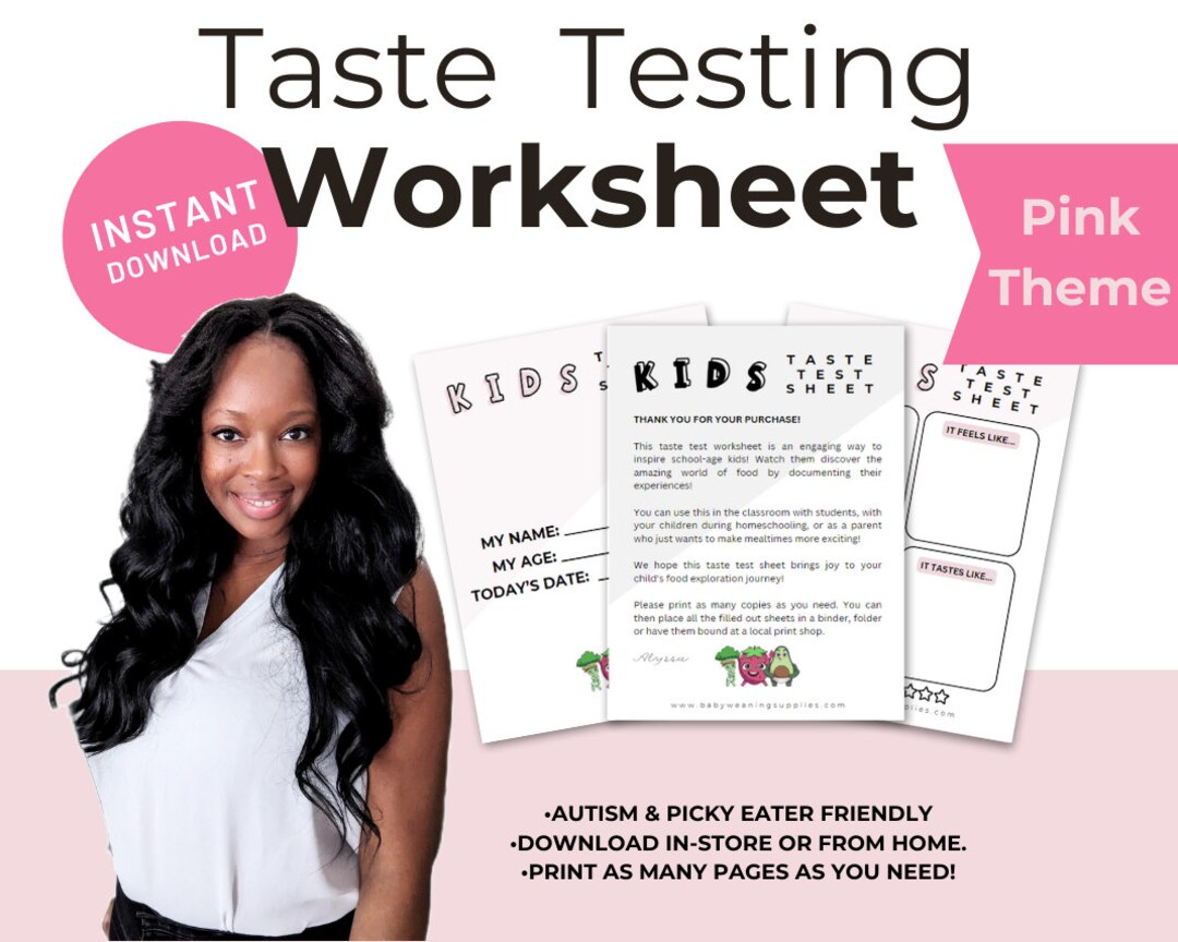 Kids Taste Testing Worksheet | Picky Eater Kindergarten | Food Therapy ...