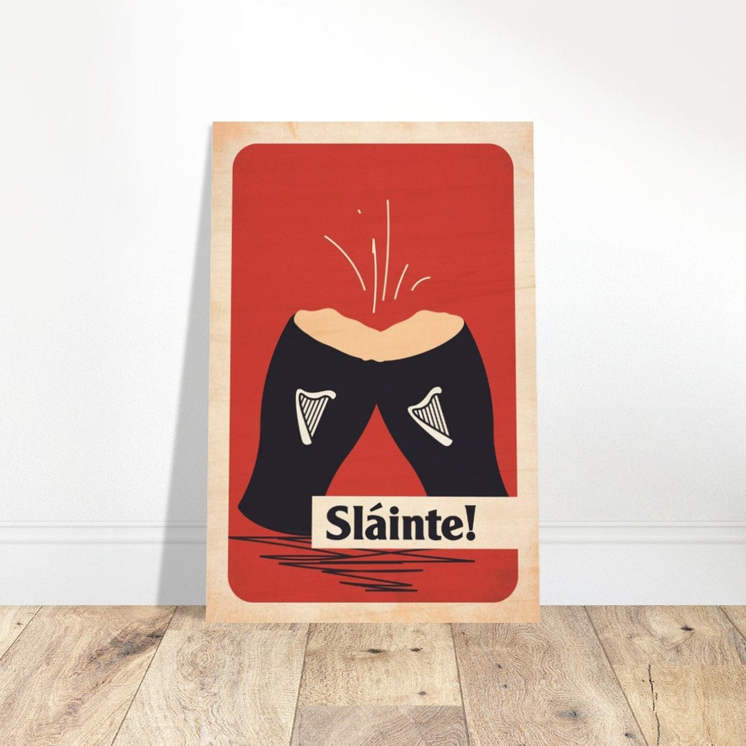 Guinness Toast Wood Print: Irish Pub Sláinte Sign - Etsy