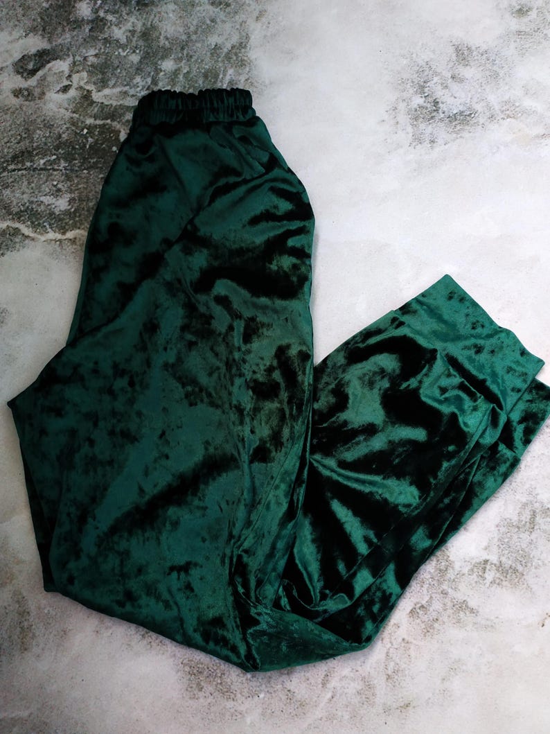 Emerald Green Velvet Tracksuit for Women, High Waist Joggers Sweatshirt ...