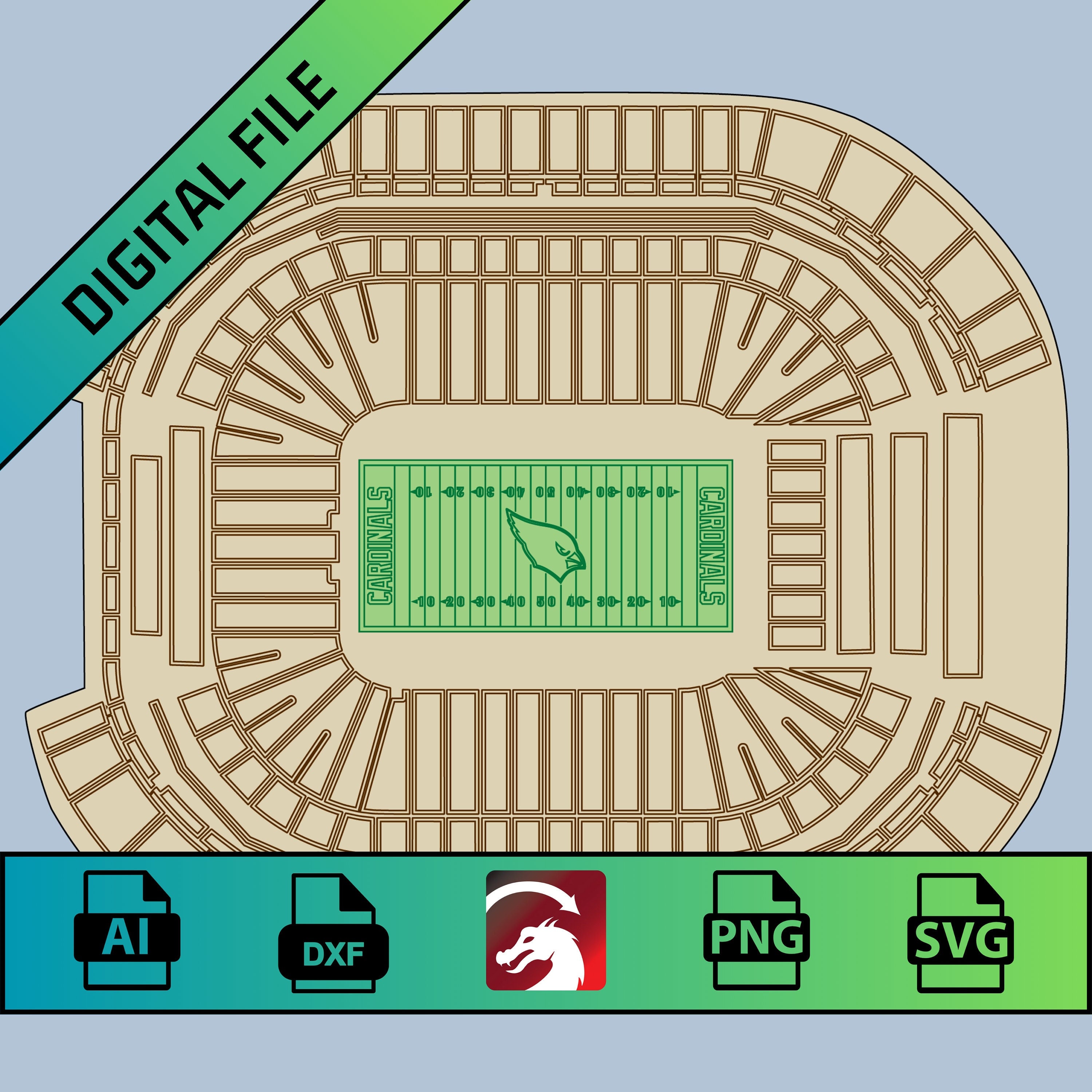 Arizona Football 3D Layered Stadium Digital File 3D Layered Wood ...