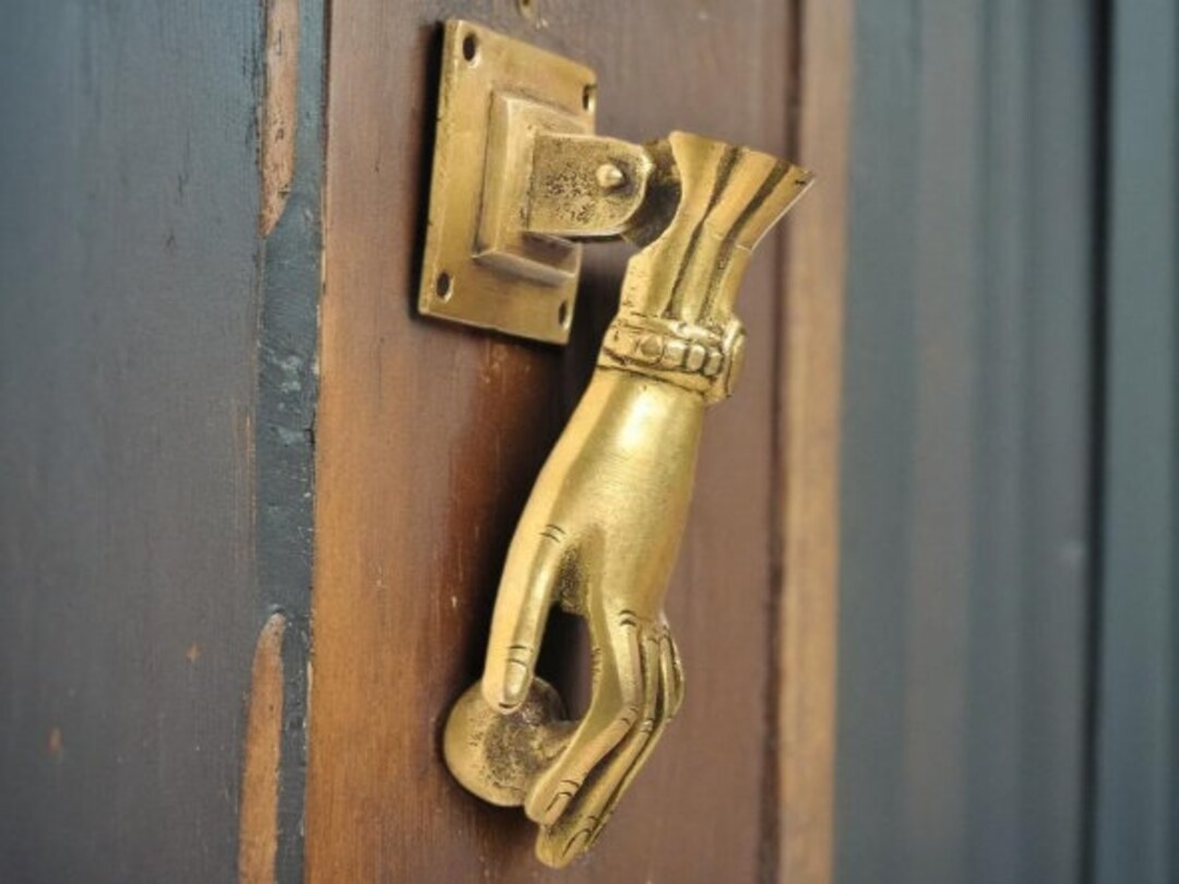 SHOBIXX Handcrafted Brass Hand Door Knocker Victorian Door Knocker With ...