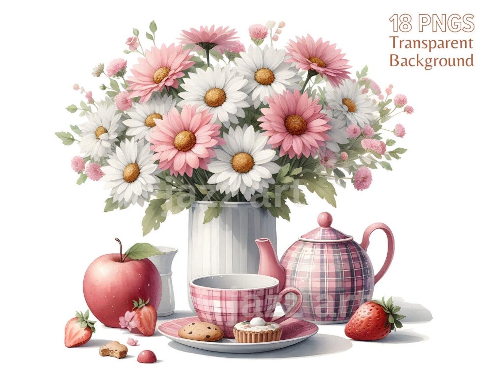 Watercolor Tea Party Clipart Bundle: Floral Tea Illustration (PNG ...