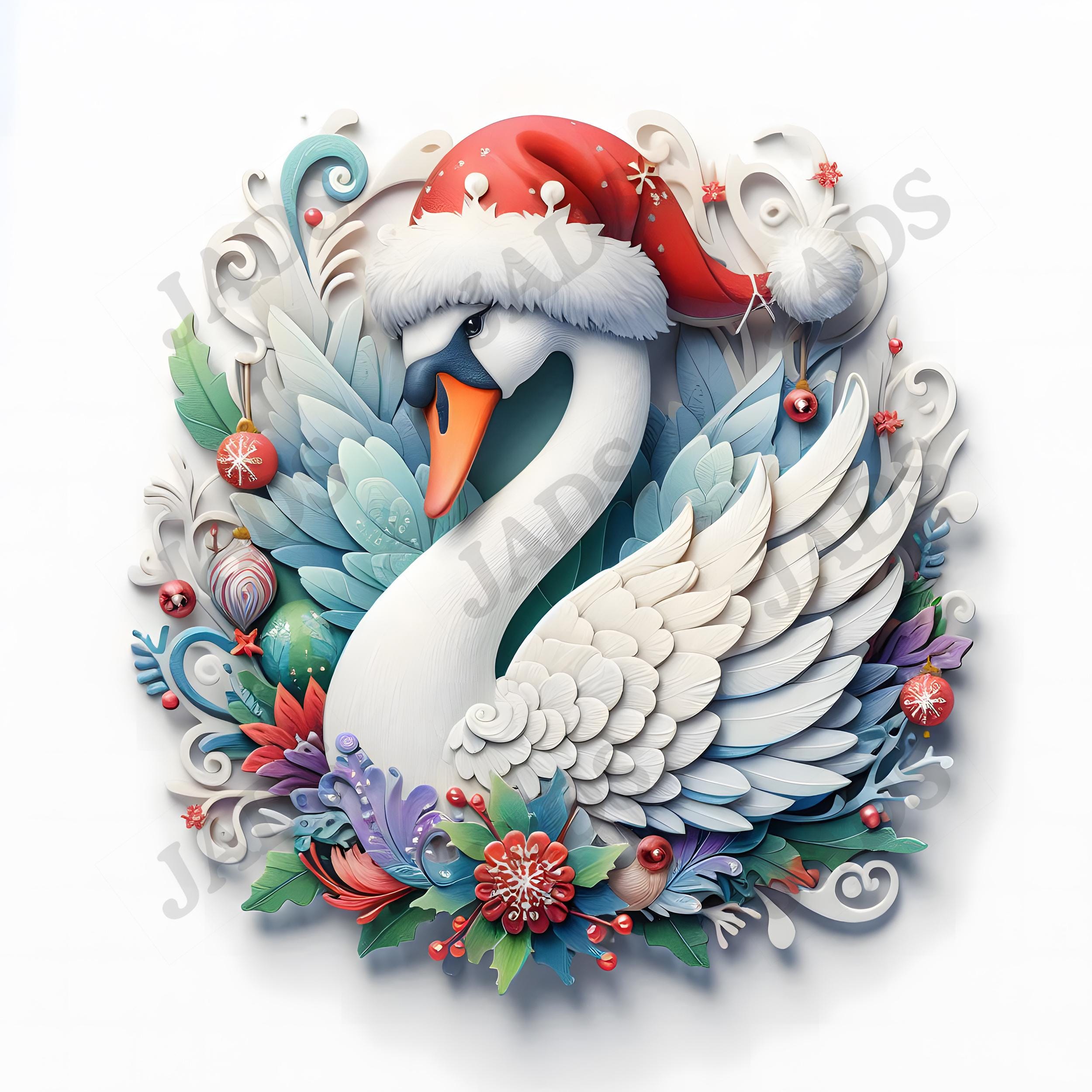 3D Christmas Swan Clipart: Holiday JPEG Graphics (commercial Use) - Etsy