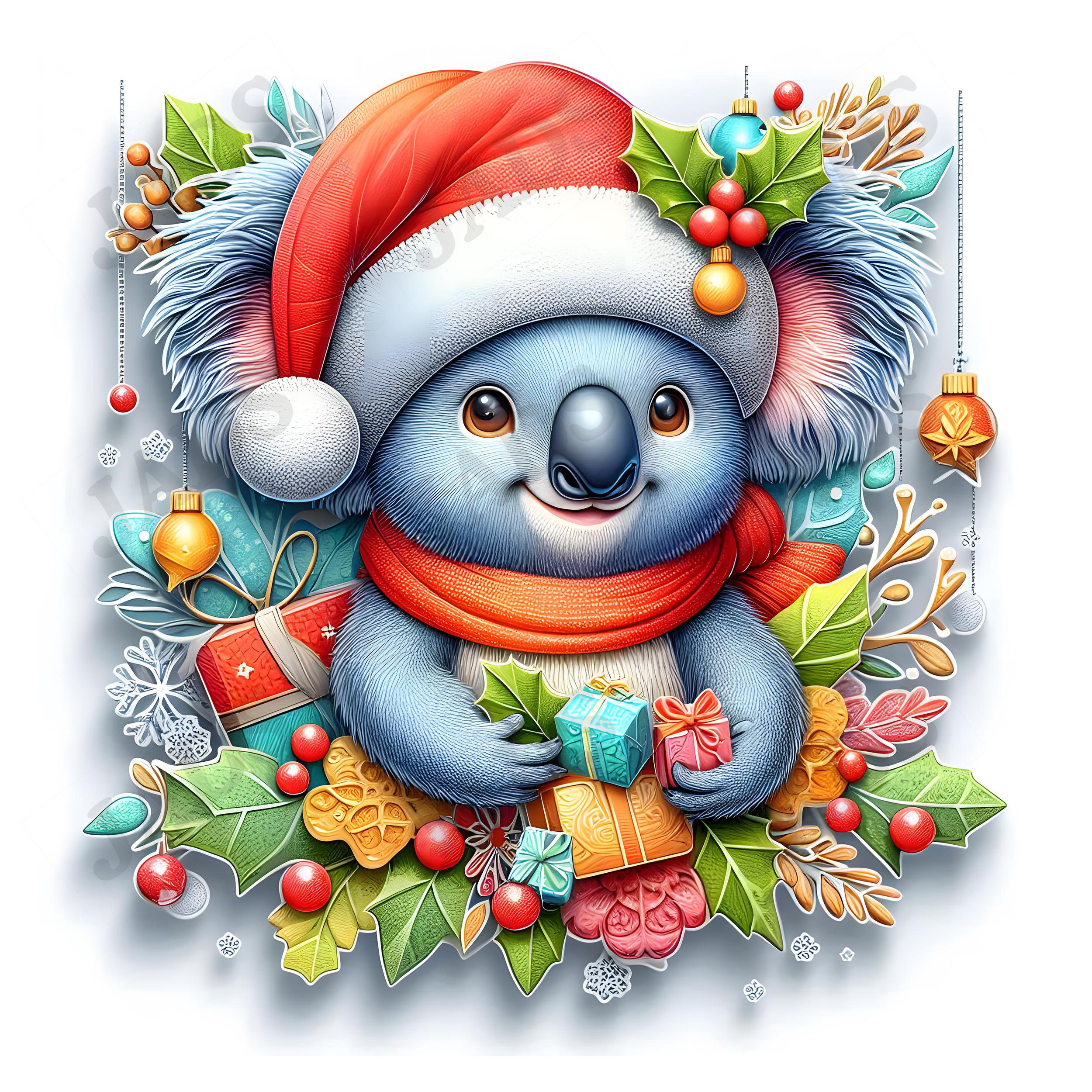 3D Christmas Koala Clipart: Festive Holiday Graphics (JPEG) - Etsy