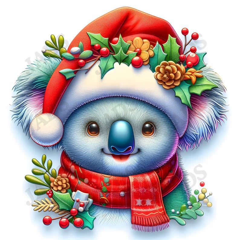3D Christmas Koala Clipart: Festive Holiday Graphics (JPEG) - Etsy
