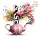 Teapot and Music Notes Clipart Bundle, Tea Party Clipart, Watercolor ...