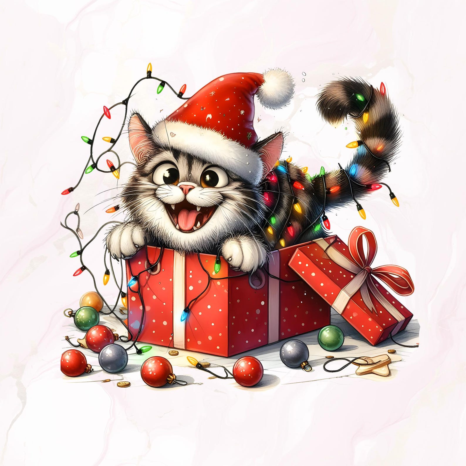 Christmas Cat Clipart Bundle: Festive Kitten PNG Graphics (commercial ...