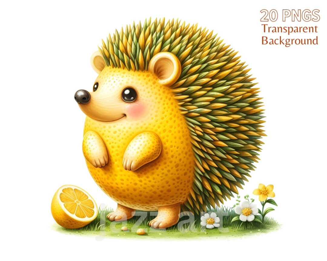 Lemon Animals Clipart Bundle: Watercolor PNG Graphics (commercial Use ...