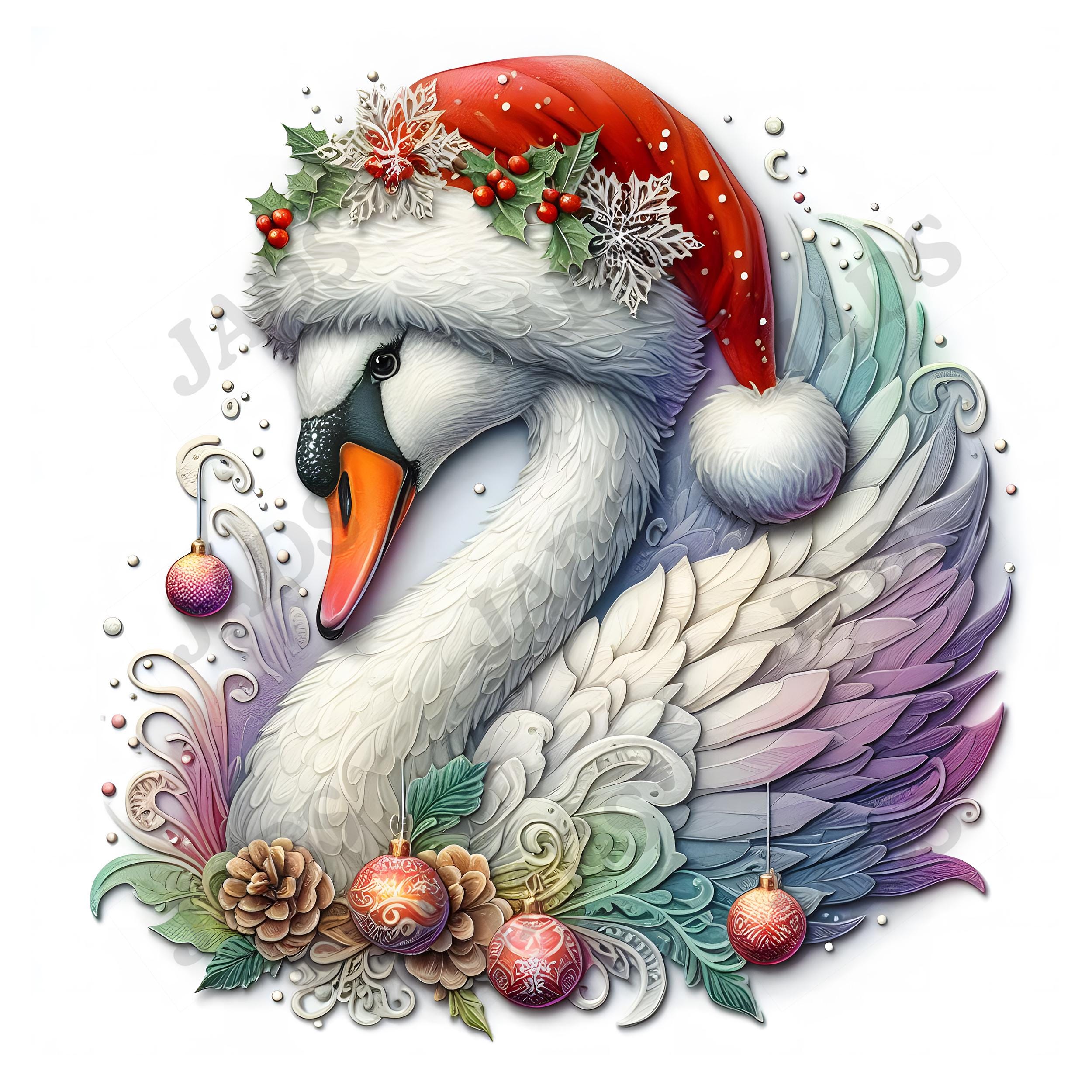 3D Christmas Swan Clipart: Holiday JPEG Graphics (commercial Use) - Etsy