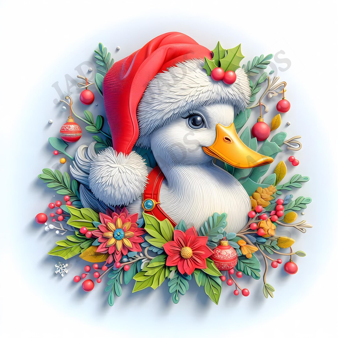 3D Christmas Duck Clipart: Festive Holiday Animal (JPEG Digital ...