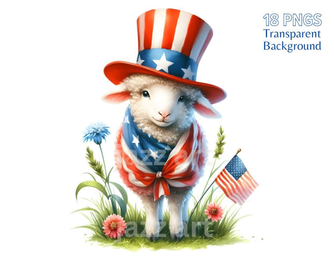 Patriotic Animals Clipart Bundle: Watercolor 4th of July Graphics ...