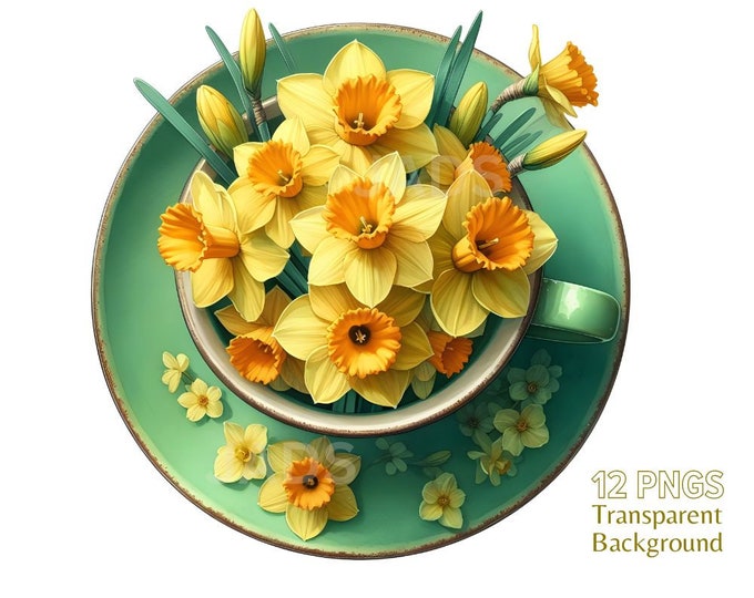 Watercolor Daffodil Clipart Bundle Narcissus PNG Bundle Yellow Wedding ...