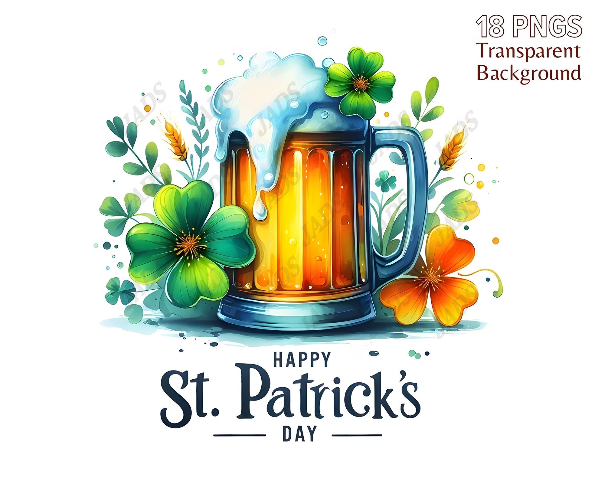 Watercolor St Patrick's Day Clipart Bundle: Irish Graphics (PNG Digital ...