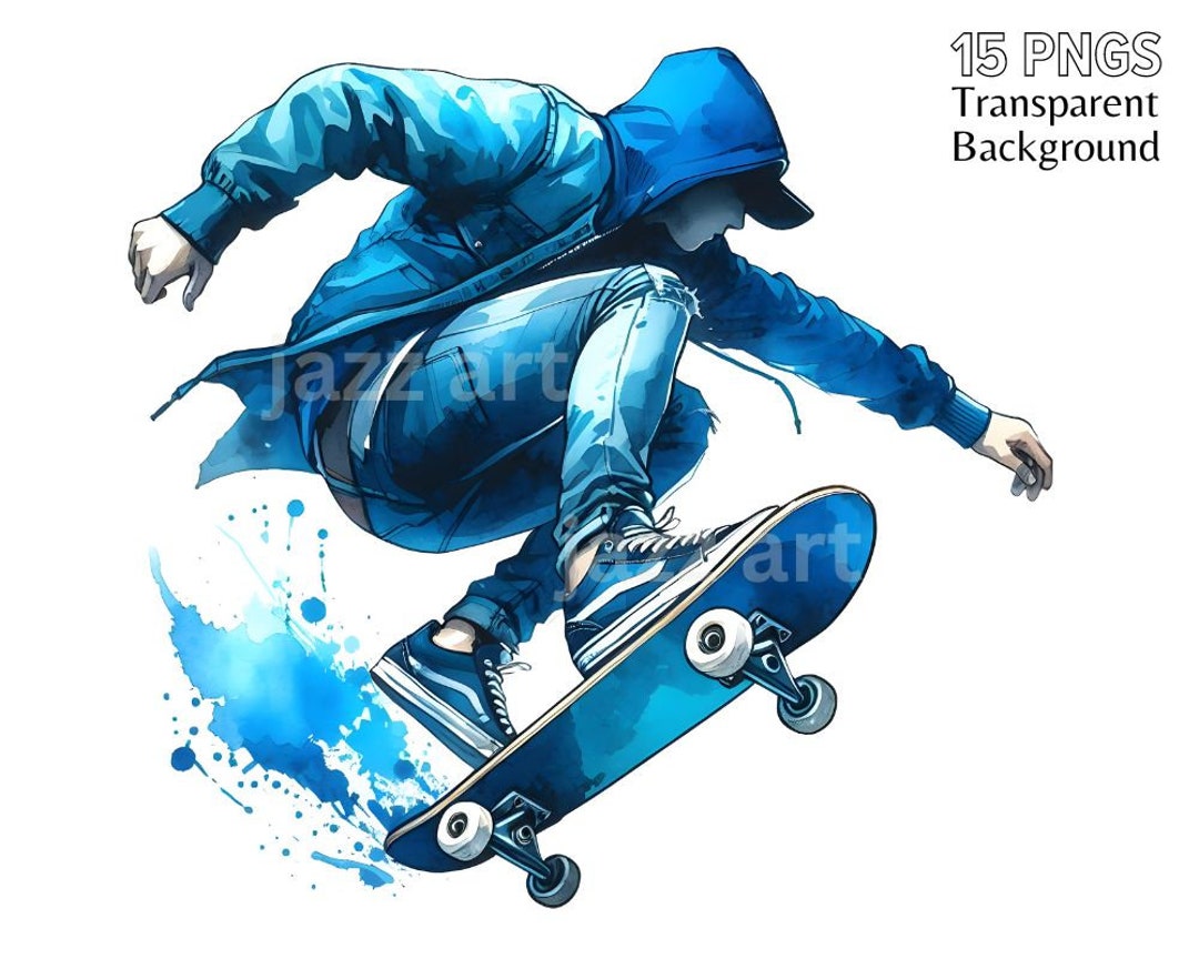 Blue Summer Sports Clipart Bundle, Sports Graphics, Watercolor Summer ...