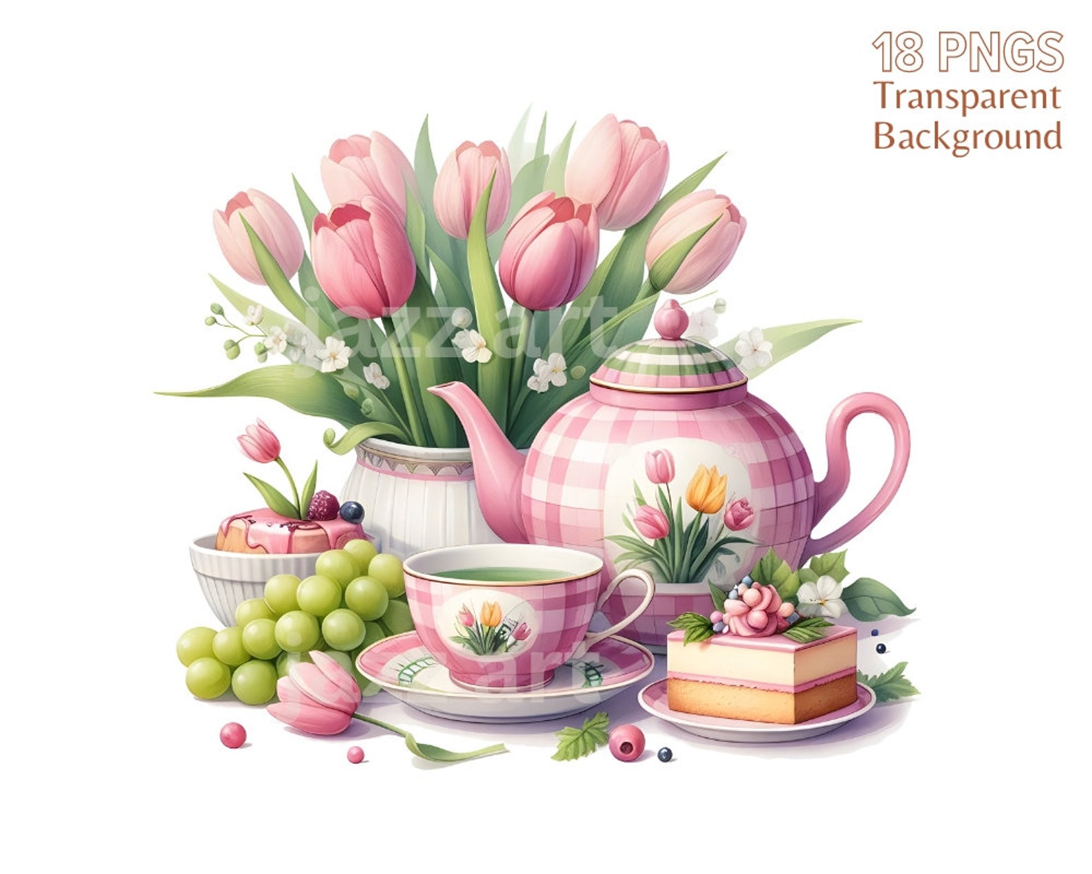 Tea Time Clipart Bundle, Watercolor Tea Party, Tea Illustration, Tea ...