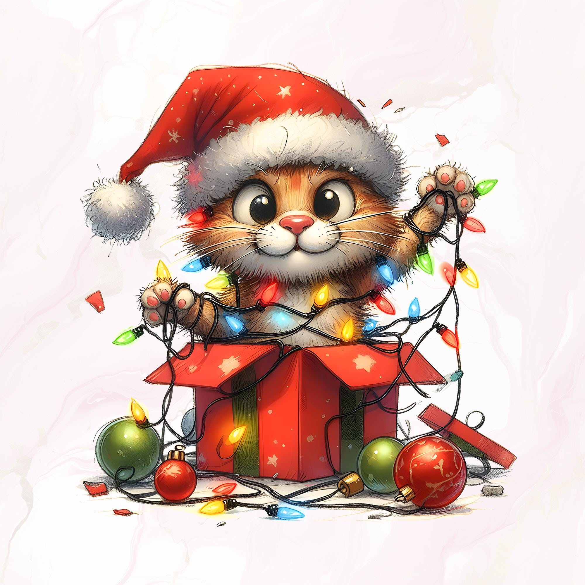 Christmas Cat Clipart Bundle: Festive Kitten PNG Graphics (commercial ...