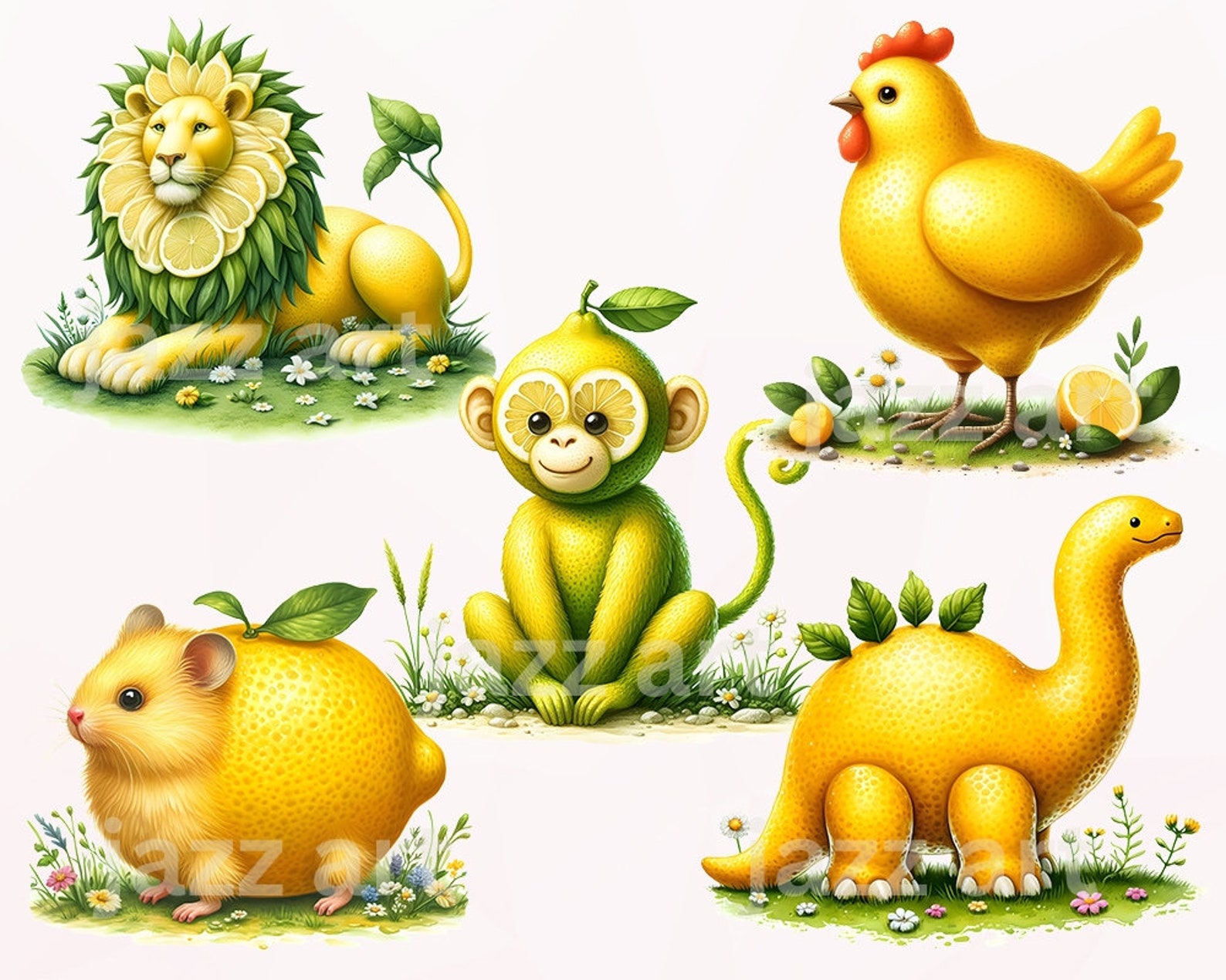 Lemon Animals Clipart Bundle, Lemonade Clipart, Fruit Clipart, Lemon ...