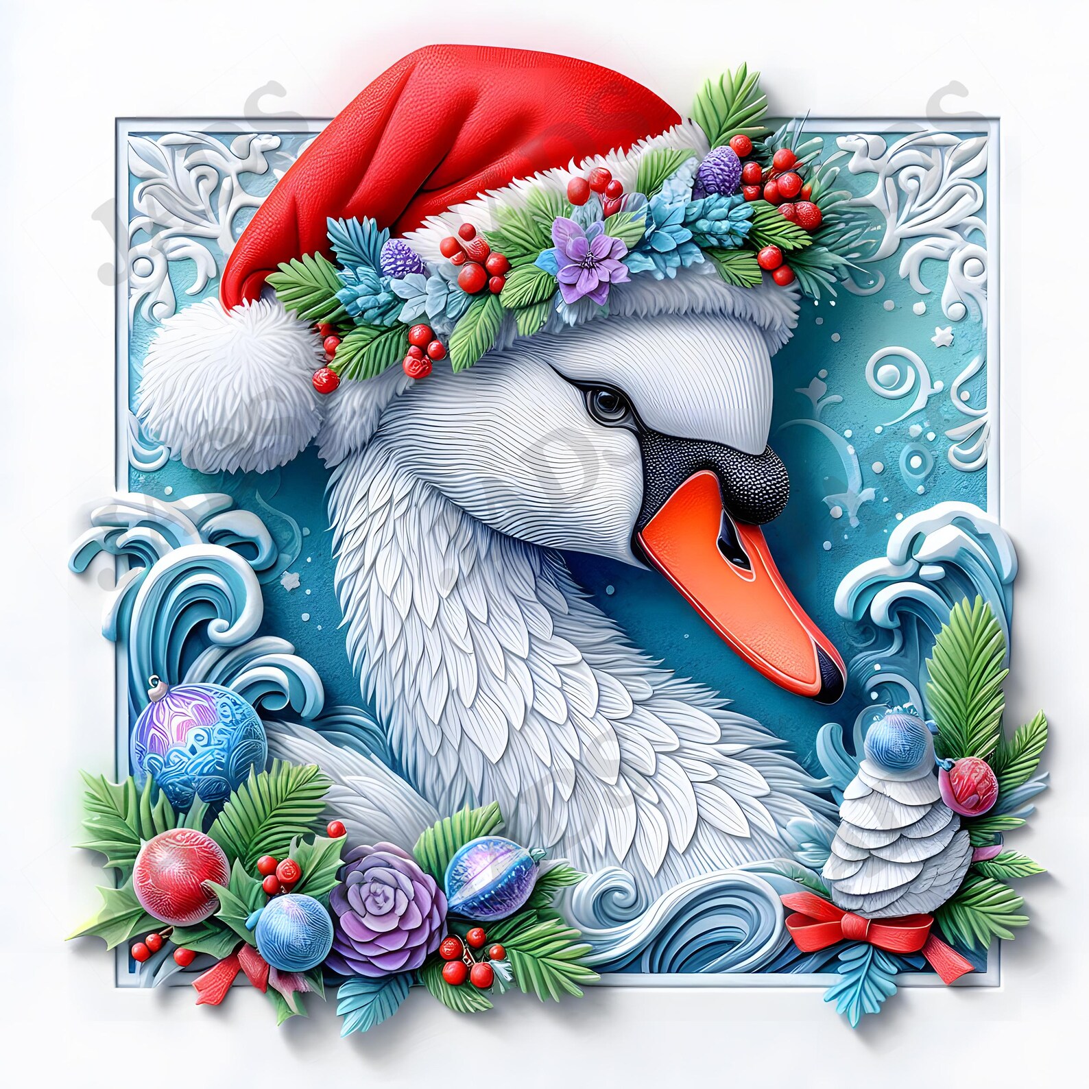 3D Christmas Swan Clipart: Holiday JPEG Graphics (commercial Use) - Etsy