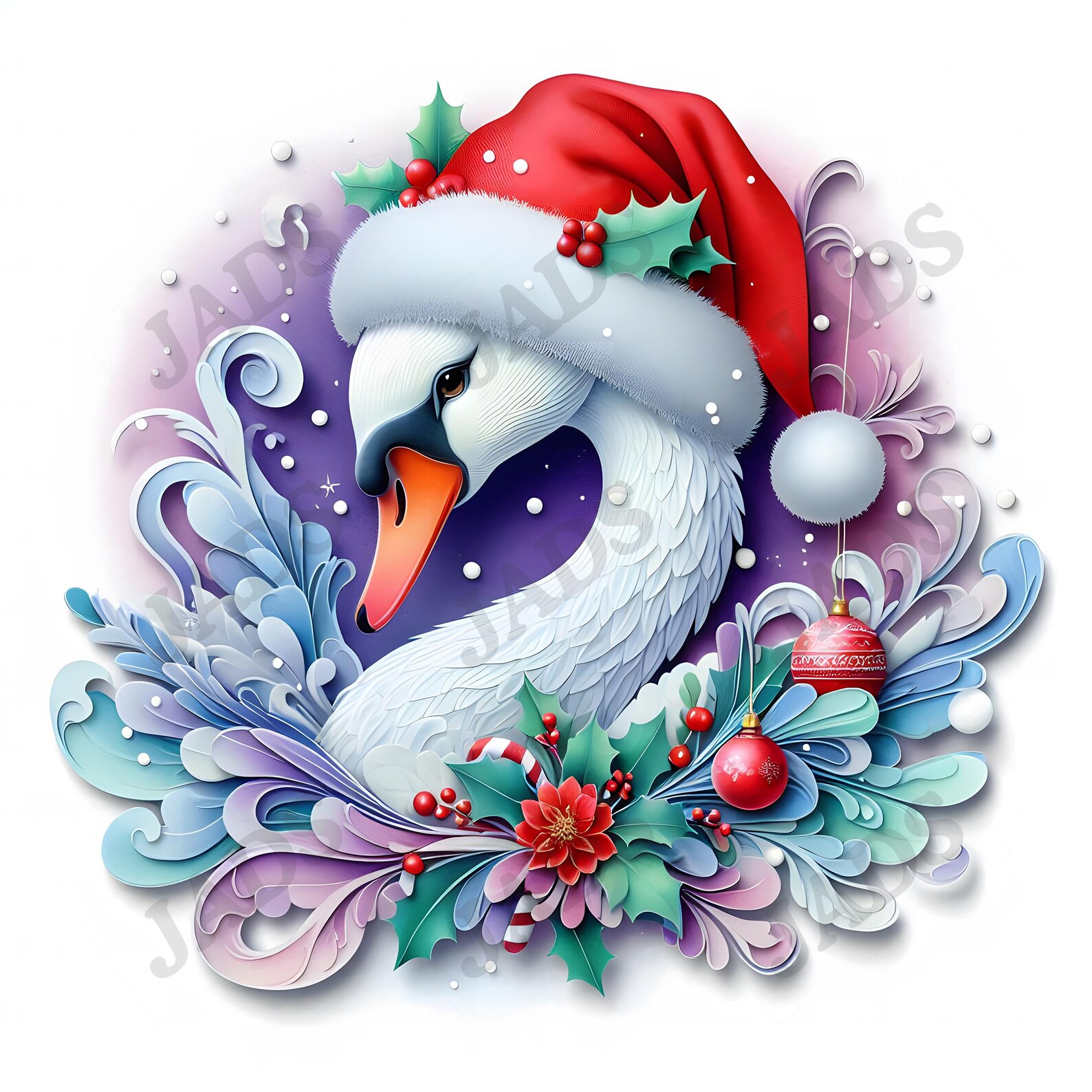 3D Christmas Swan Clipart: Holiday JPEG Graphics (commercial Use) - Etsy