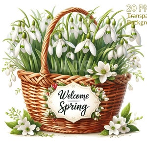 Watercolor Spring Flower Basket Clipart Bundle (PNG, Commercial Use) - Etsy