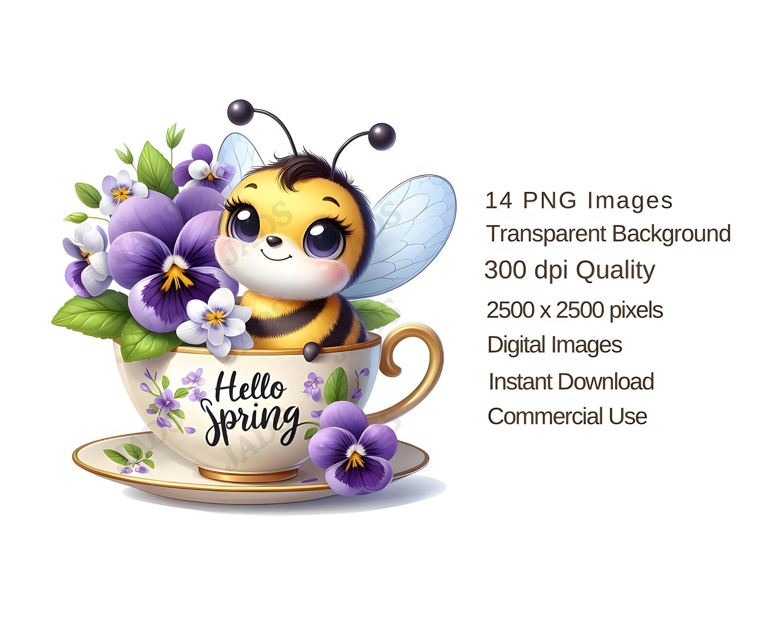 Spring Bees Clipart Bundle, Cute Bee Clipart, Honeybee Clipart, Hello ...