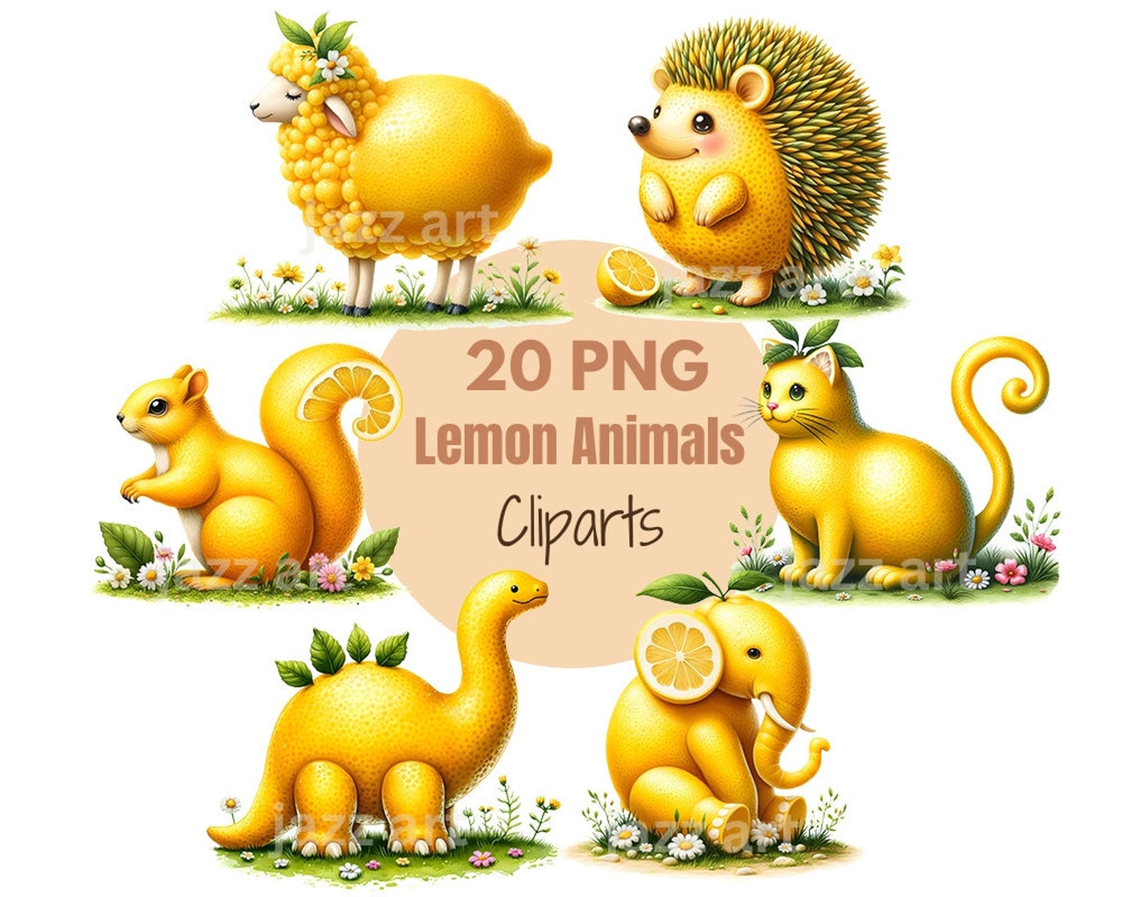 Lemon Animals Clipart Bundle, Lemonade Clipart, Fruit Clipart, Lemon ...