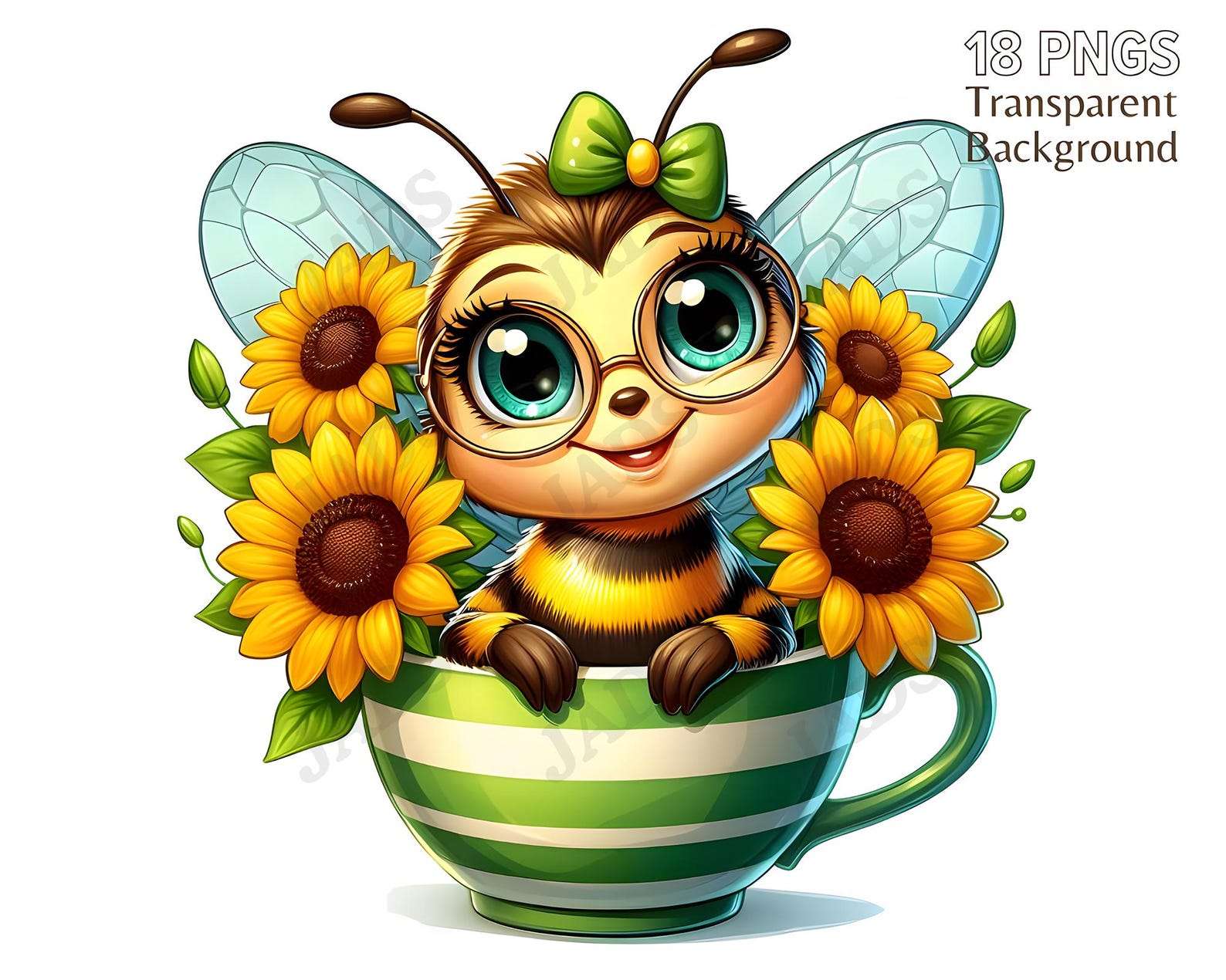 Sunflower Bees Clipart Bundle, Cute Bee Clipart, Sunflower Png Design ...