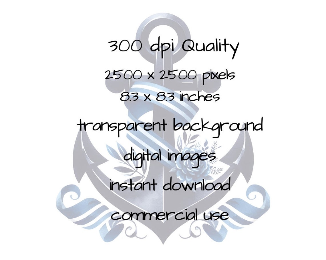 Steel Blue Anchor Clipart Bundle, Nautical Clipart, Nautical Wall Art ...