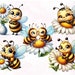 Cute Bees and Daisy Clipart Bundle, Cute Bee Clipart, Honeybee Clipart ...