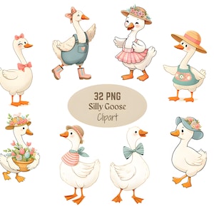 Silly Goose Clipart Bundle: Funny PNG Illustrations (commercial Use ...