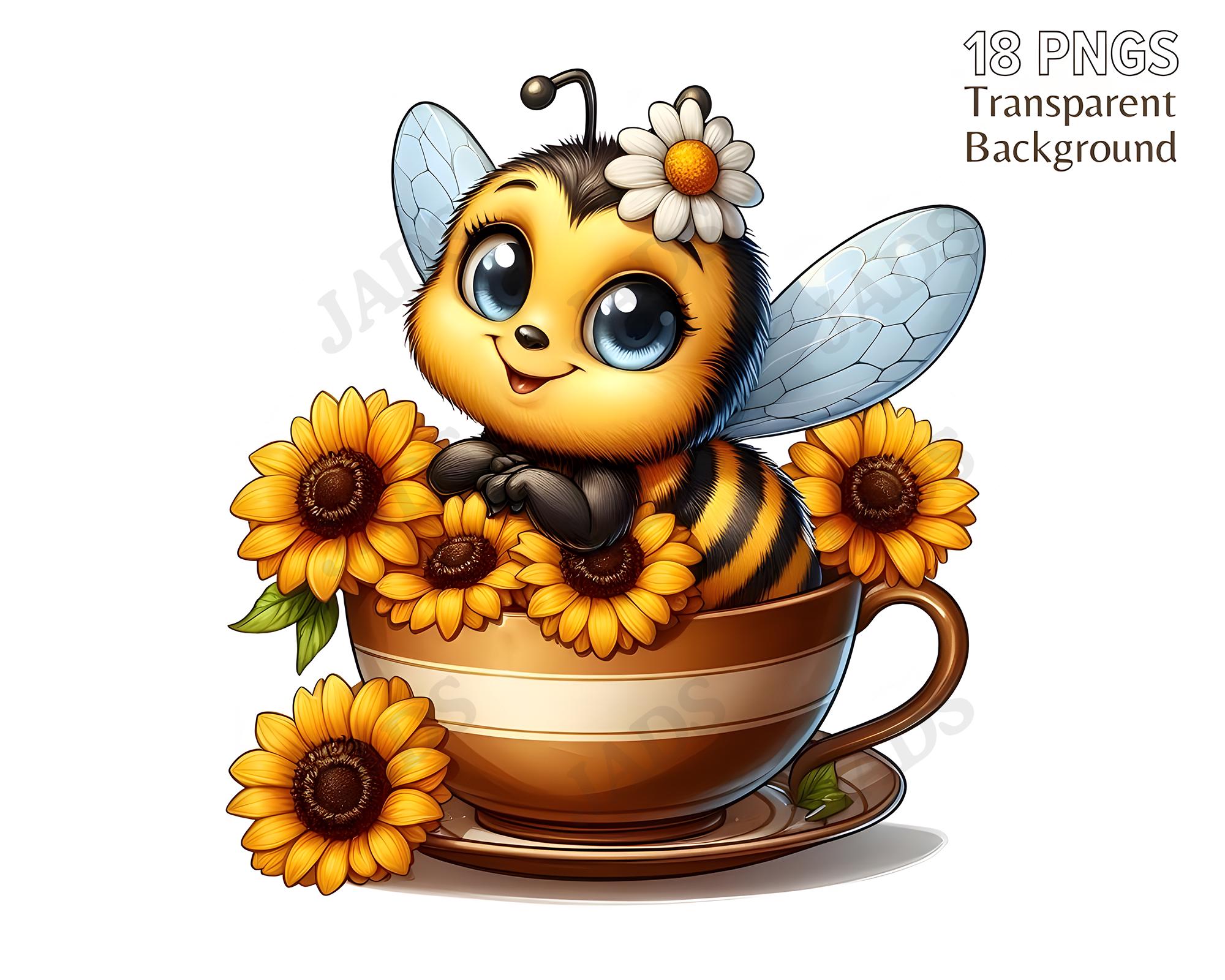 Sunflower Bees Clipart Bundle, Cute Bee Clipart, Sunflower Png Design ...