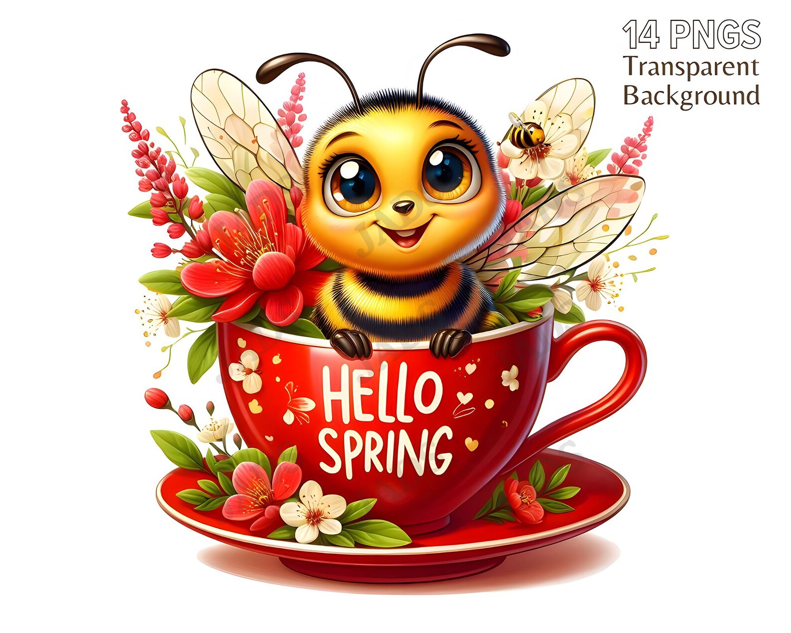 Spring Bees Clipart Bundle, Cute Bee Clipart, Honeybee Clipart, Hello ...