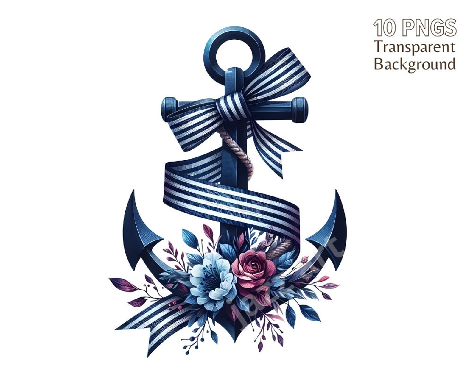 Steel Blue Anchor Clipart Bundle, Nautical Clipart, Nautical Wall Art ...