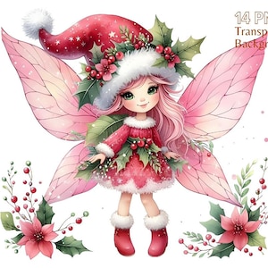 Cute Christmas Fairy Clipart Bundle, Fantasy Clipart, Gorgeous Fairies ...
