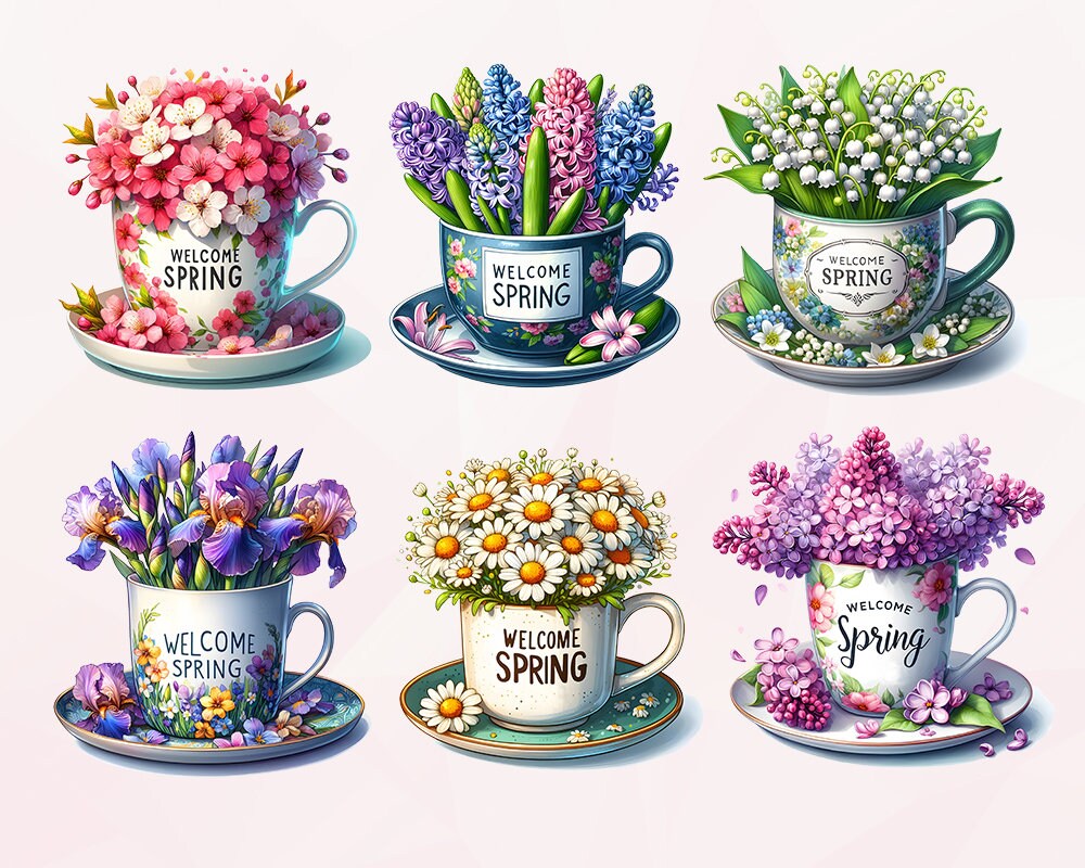 20 Spring Flowers and Mug Clipart Bundle, Spring Graphic, Botanical ...