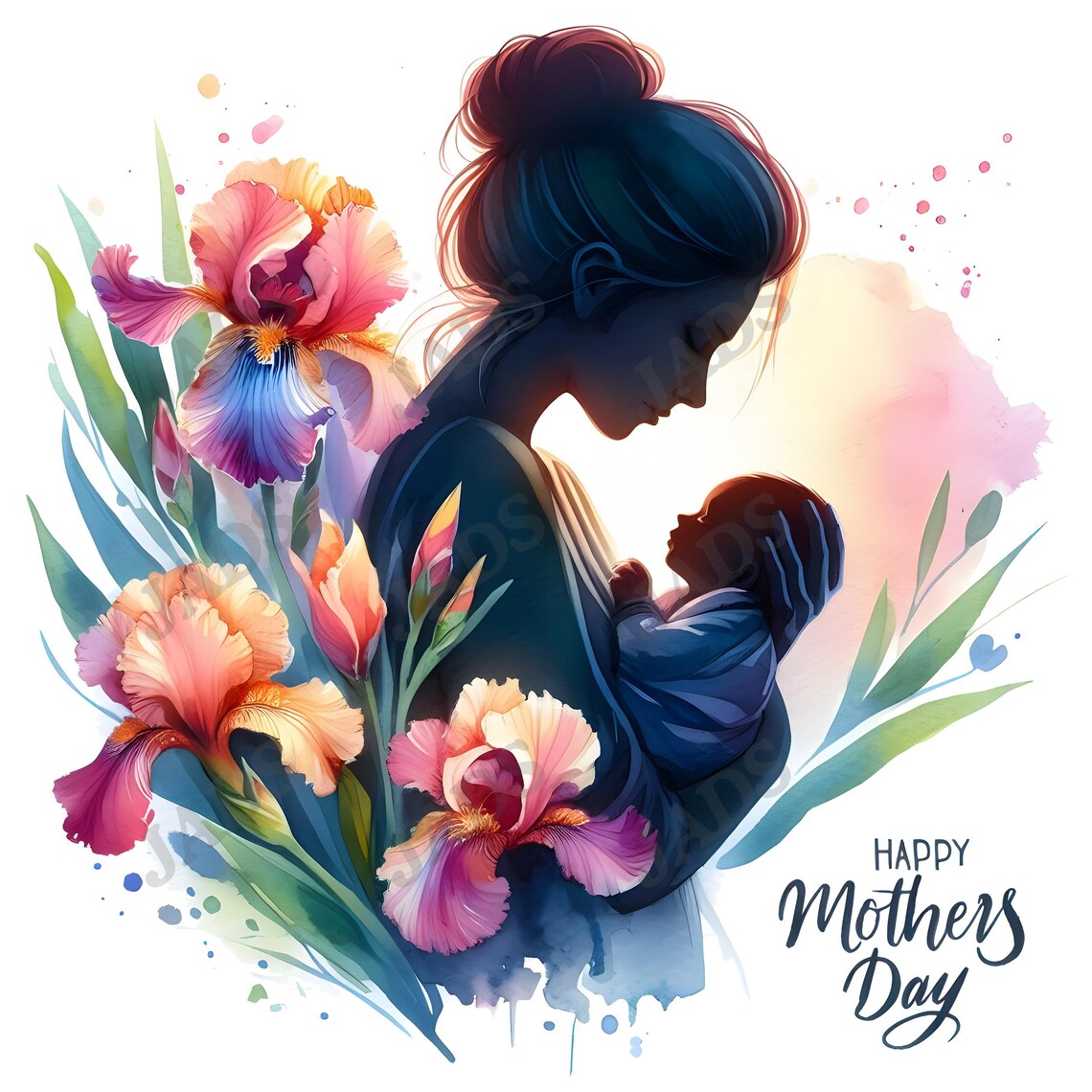 Mother's Day Watercolor Clipart Bundle: Floral PNG Designs (commercial ...