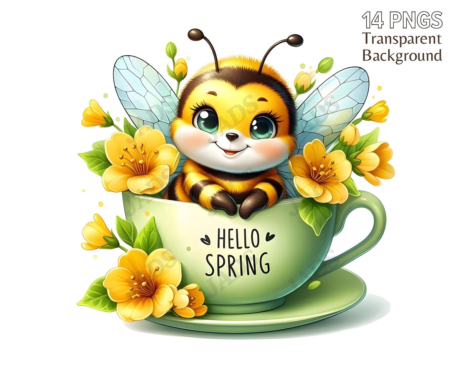 Spring Bees Clipart Bundle, Cute Bee Clipart, Honeybee Clipart, Hello ...