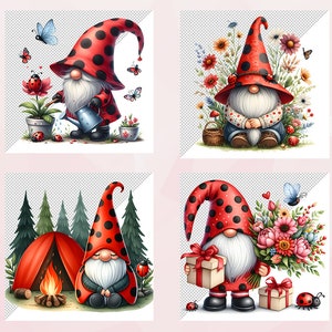 14 Ladybug Gnome Clipart Bundle, Garden Gnome Graphics, Spring Png ...