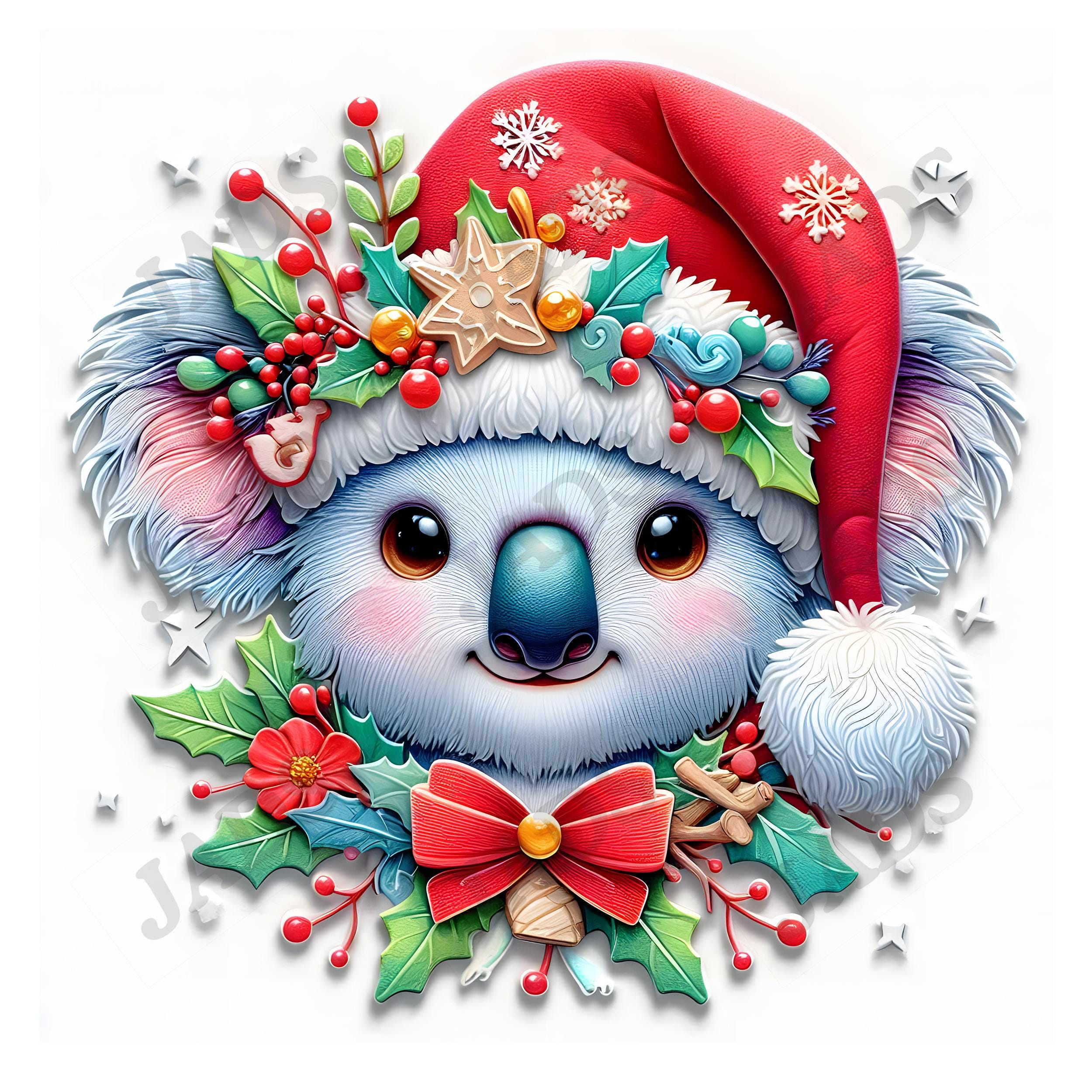 3D Christmas Koala Clipart: Festive Holiday Graphics (JPEG) - Etsy