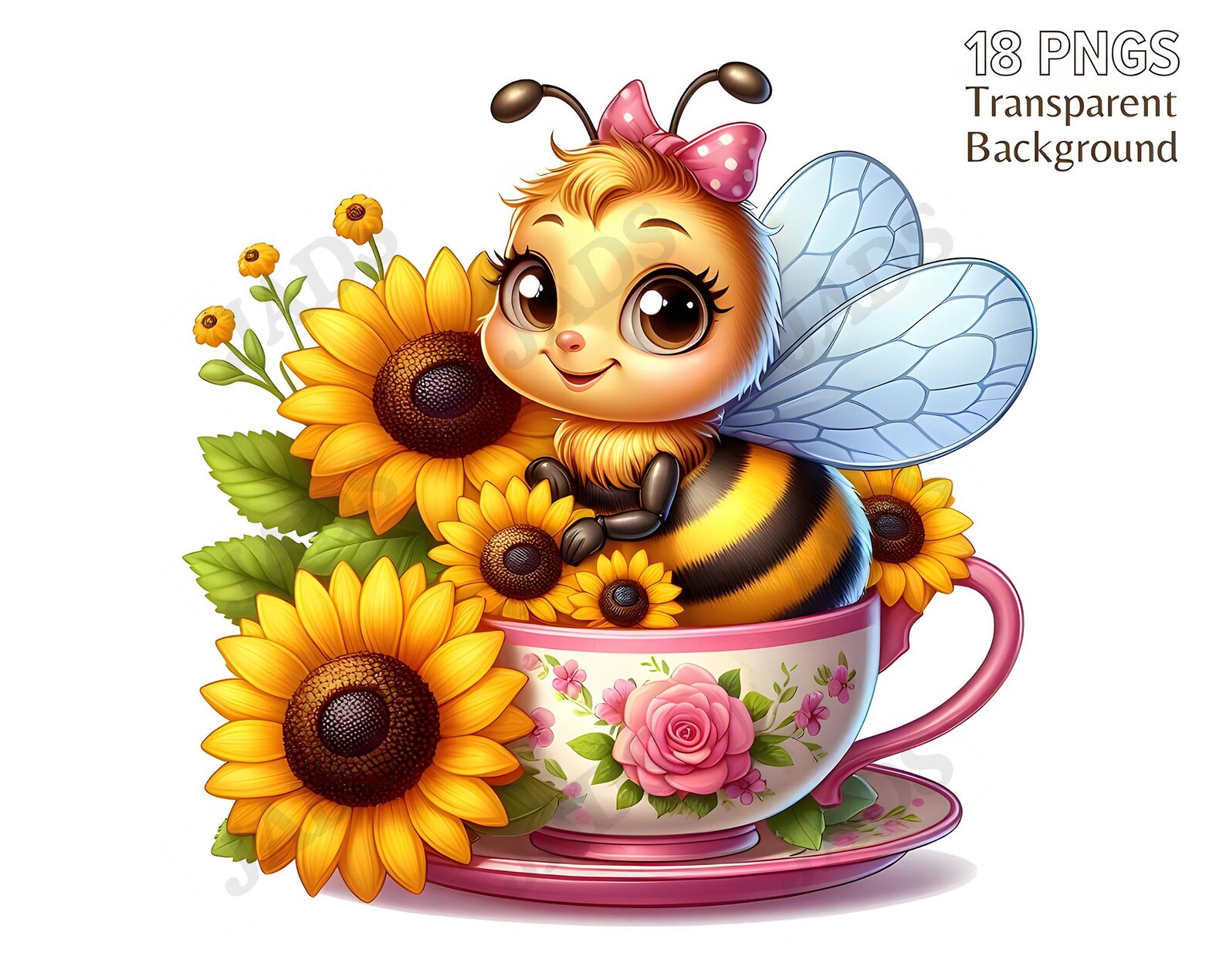 Sunflower Bees Clipart Bundle, Cute Bee Clipart, Sunflower Png Design ...
