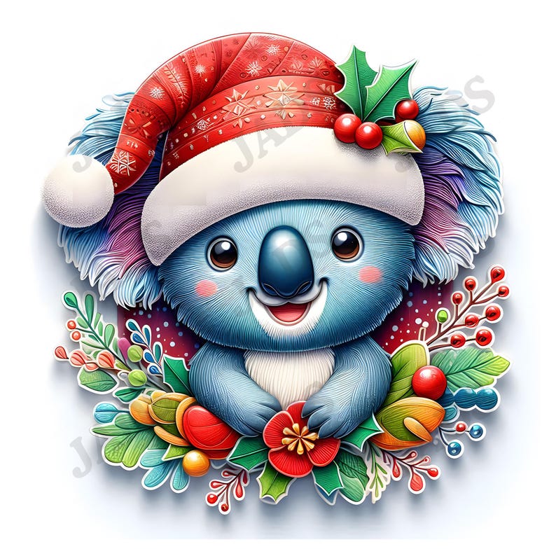 3D Christmas Koala Clipart: Festive Holiday Graphics (JPEG) - Etsy