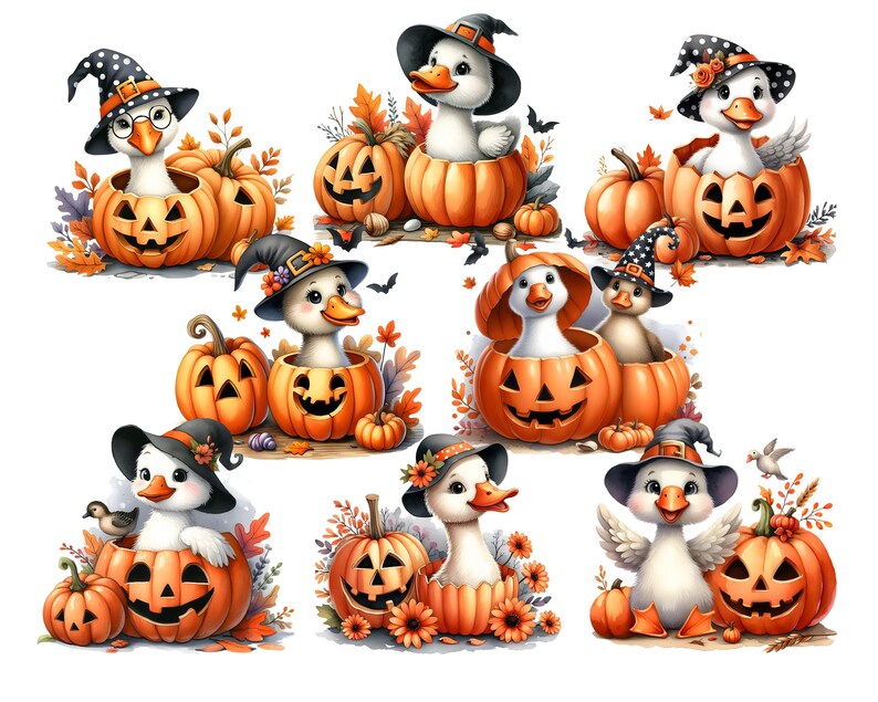 Halloween Goose Clipart Bundle | Funny Spooky Goose PNG | Cute Digital ...