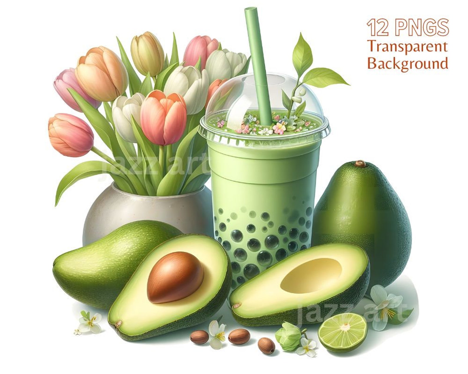 Summer Bubble Tea Clipart Bundle, Watercolor Bubble Tea, Bubble Tea ...