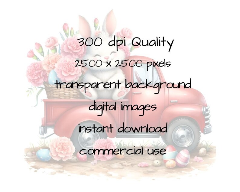 Easter Bunny Truck Clipart: Spring PNG Bundle (commercial Use) - Etsy